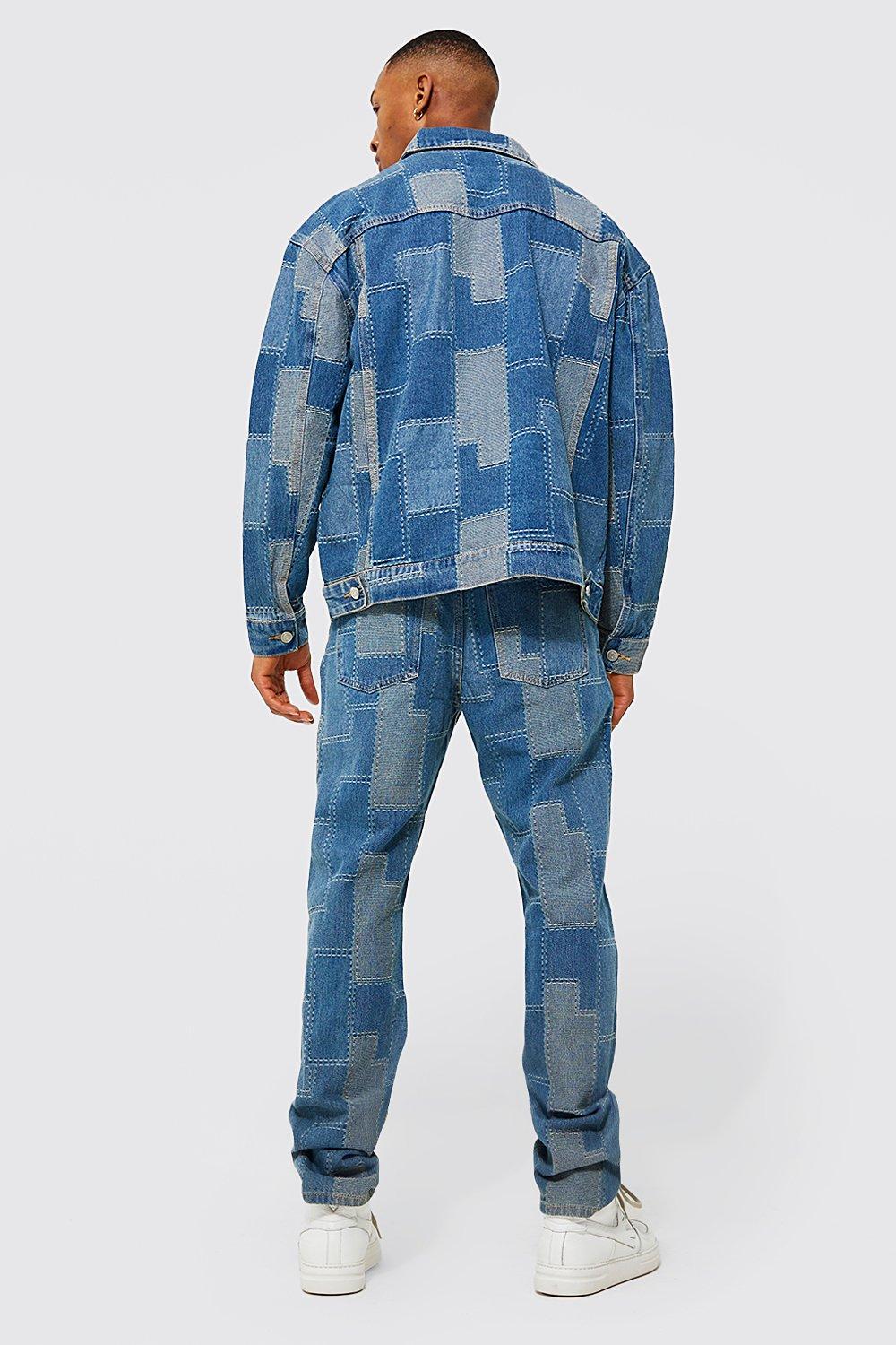 Oversized Patchwork Denim Jacket | boohoo Oversized Patchwork Denim Jacket | boohoo